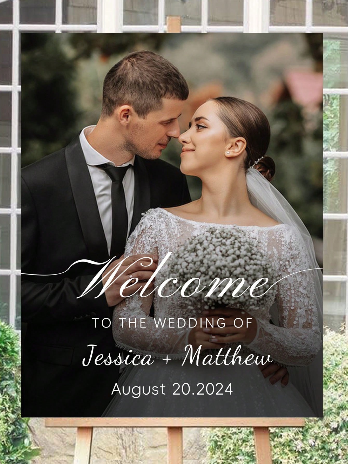 Personalized Wedding Welcome Sign with Bride & Groom Photo
